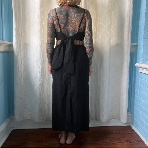 SHEIN | Dresses | Shein Black Maxi Hoochie Dress Strappy Cut Outs Size ...